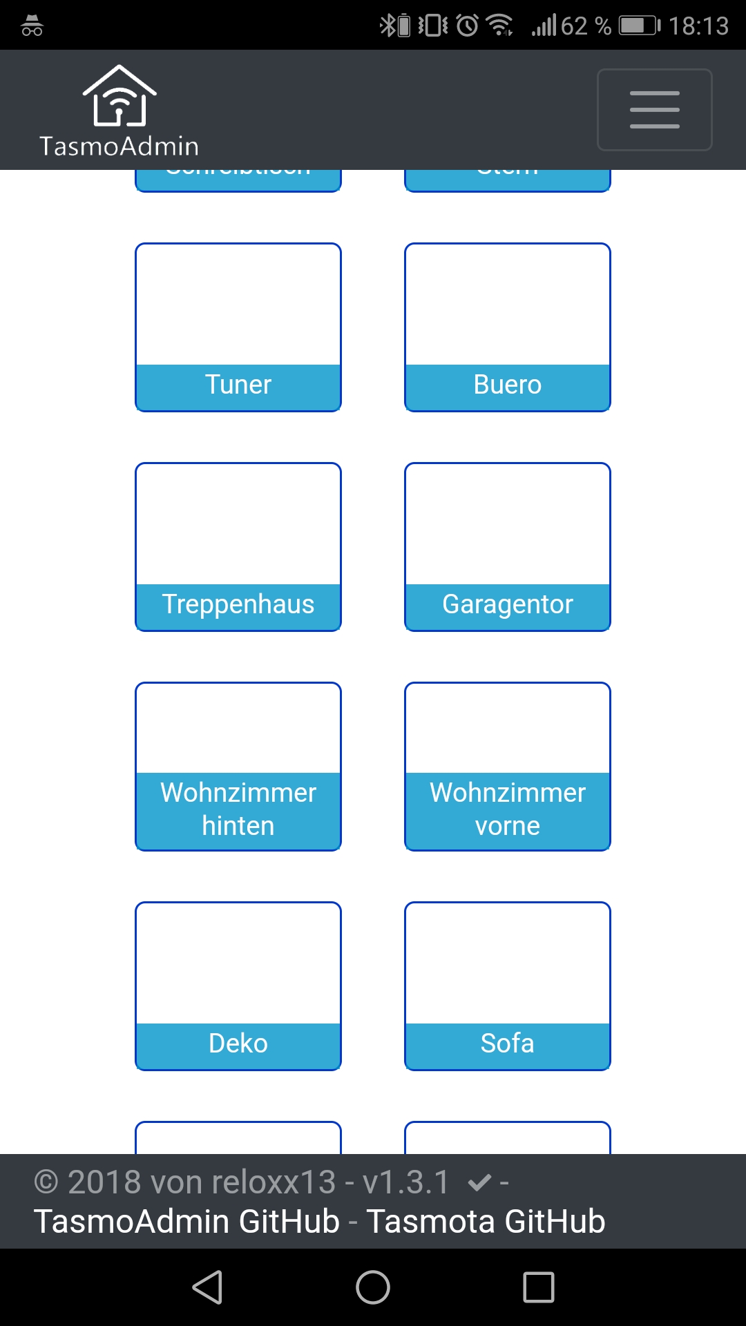 Version 1.3.1 display on mobile Device corrupted · Issue #154 · TasmoAdmin/TasmoAdmin · GitHub