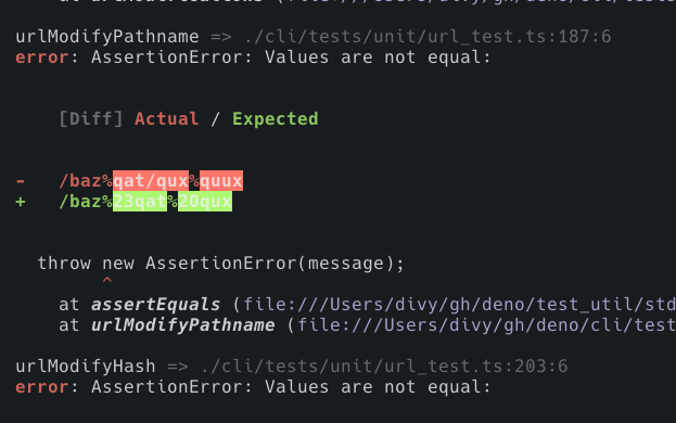 assertion diff for "Expected" is barely readable · Issue #2575 · denoland/std · GitHub