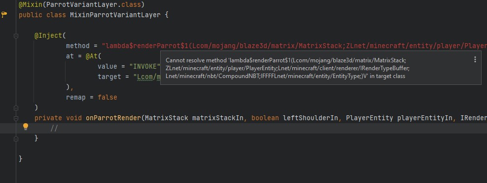 Mixin lambda method target is not resolved, but code is valid · Issue #824 · minecraft-dev ...