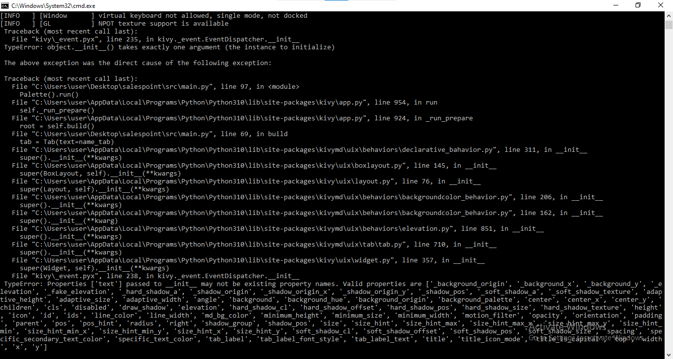 Error running the example in color definitions to demonstrate the ...