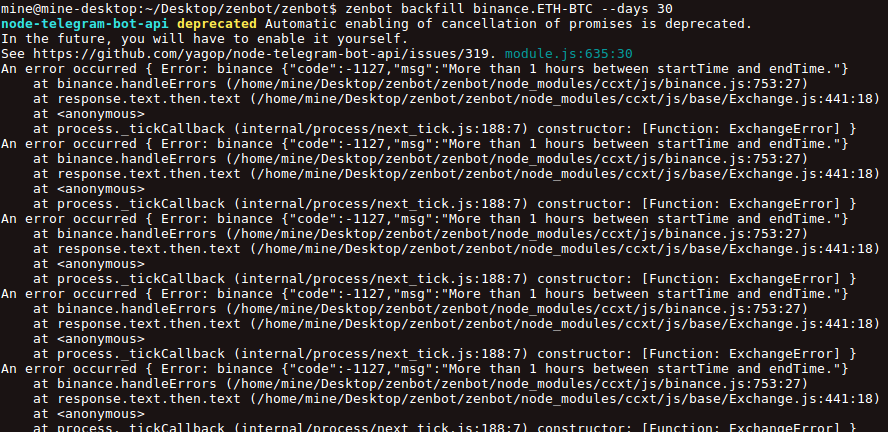 Binance backfill doesn't work · Issue #1030 · DeviaVir/zenbot · GitHub