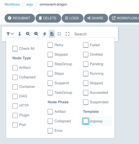 Check All checkbox on Workflow DAG filter dropdown · Issue #11129 · argoproj/argo-workflows · GitHub