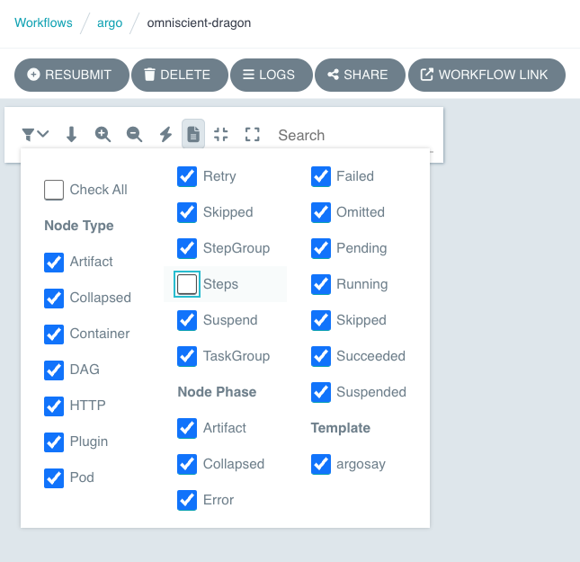 Check All checkbox on Workflow DAG filter dropdown · Issue #11129 · argoproj/argo-workflows · GitHub