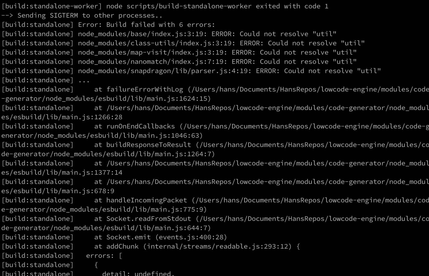 code-generator 执行 build 报错 · Issue #1020 · alibaba/lowcode-engine · GitHub