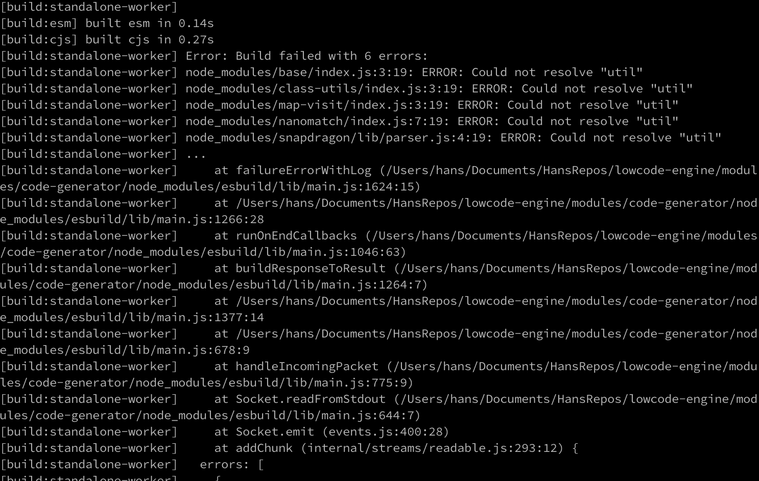 code-generator 执行 build 报错 · Issue #1020 · alibaba/lowcode-engine · GitHub