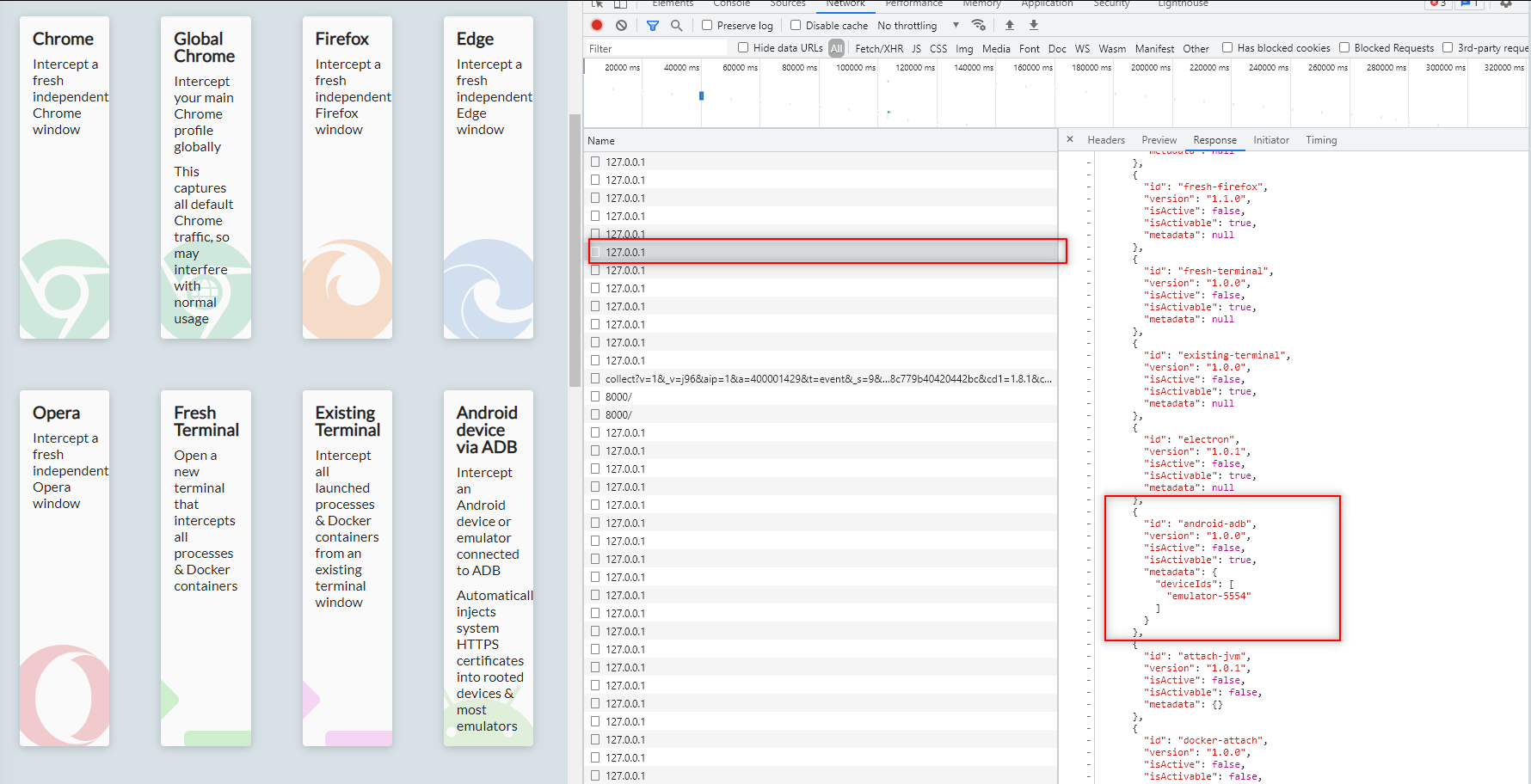 Using Emulator in Android Developer, Getting Uncaught Error (failed to activate interceptor ...