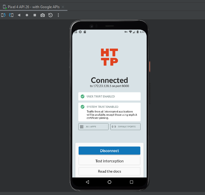 Using Emulator in Android Developer, Getting Uncaught Error (failed to activate interceptor ...