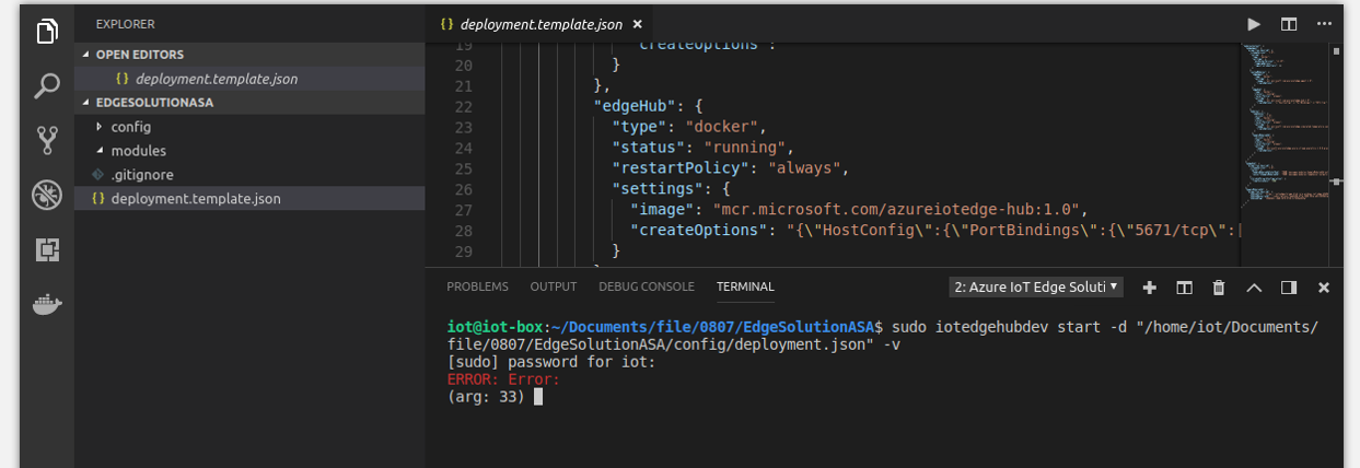 improve error message when run IoT edge solution in simulator · Issue #222 · microsoft/vscode ...