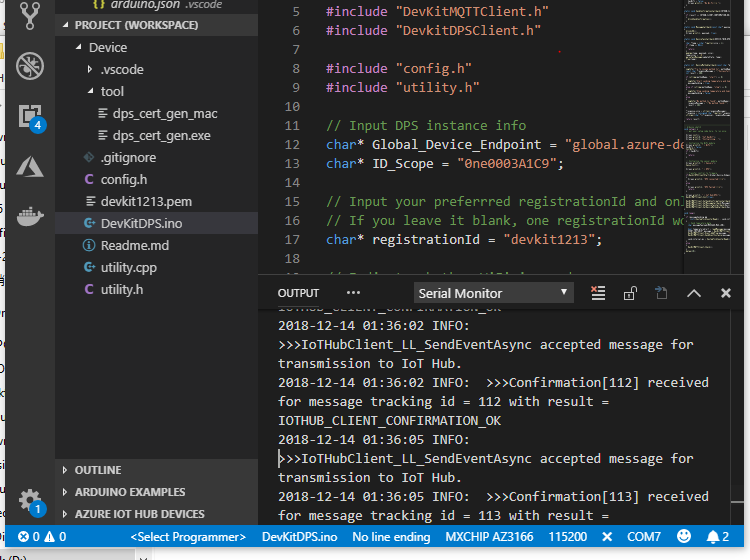[DPS] DPS example failed after device upload · Issue #534 · microsoft/vscode-iot-workbench · GitHub
