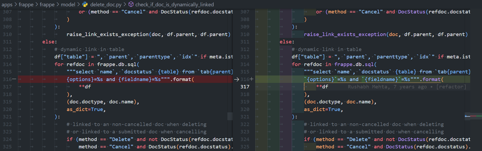 Fix Cannot Delete Document When Linked To A Field Name Same As Mariadb 3777