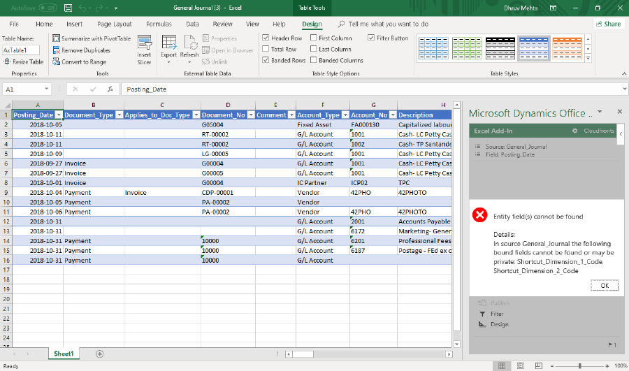 Modifying the General Journals Page gives error in 'Edit in Excel' functionality · Issue #4060 ...