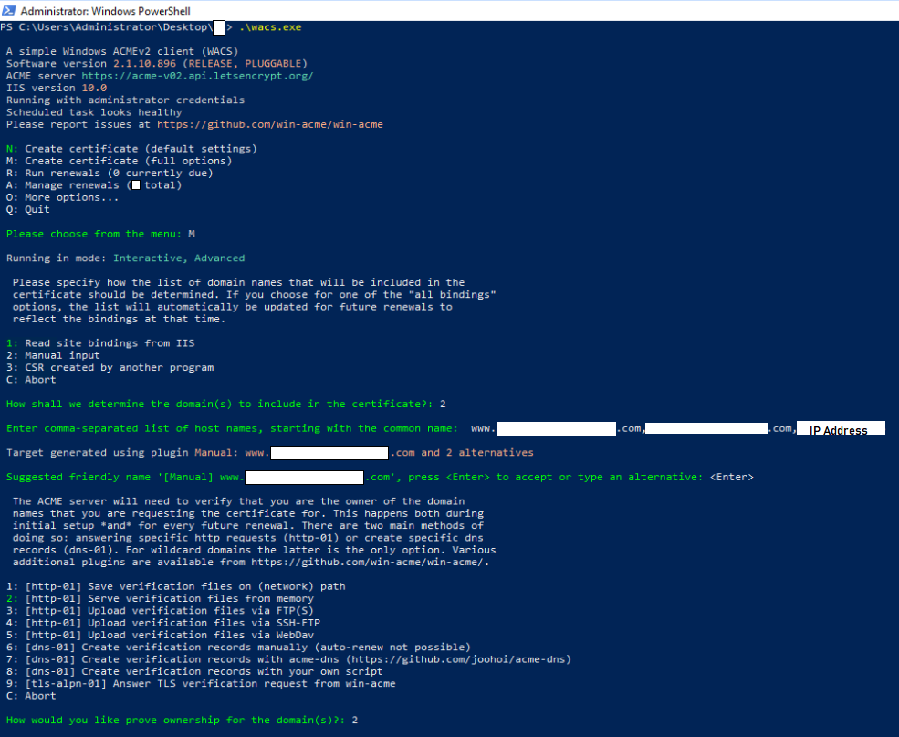 Cannot Issue Certificate For Ip Address · Issue 1681 · Win Acme Win Acme · Github