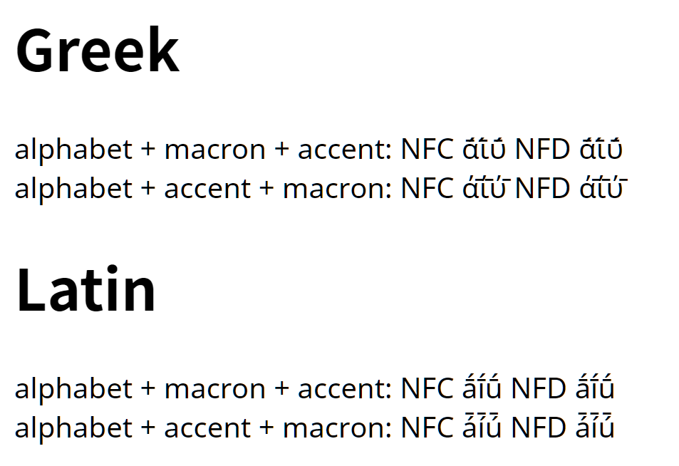 Greek letters with multiple diacritics cannot be displayed correctly ...