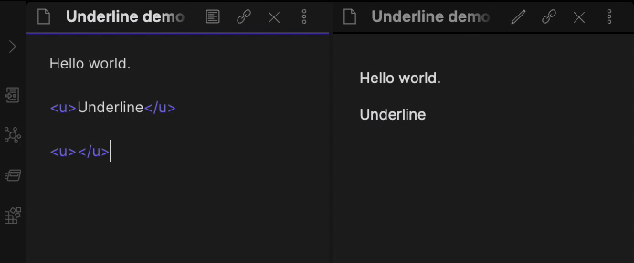 Obsidian Underline