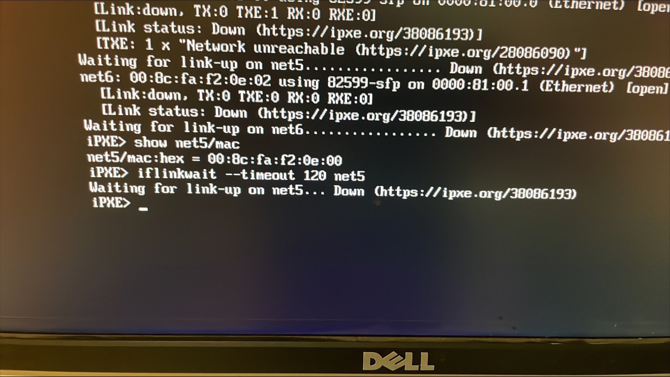 Unable to bring up a network device ("Down") · Issue #853 · ipxe/ipxe · GitHub