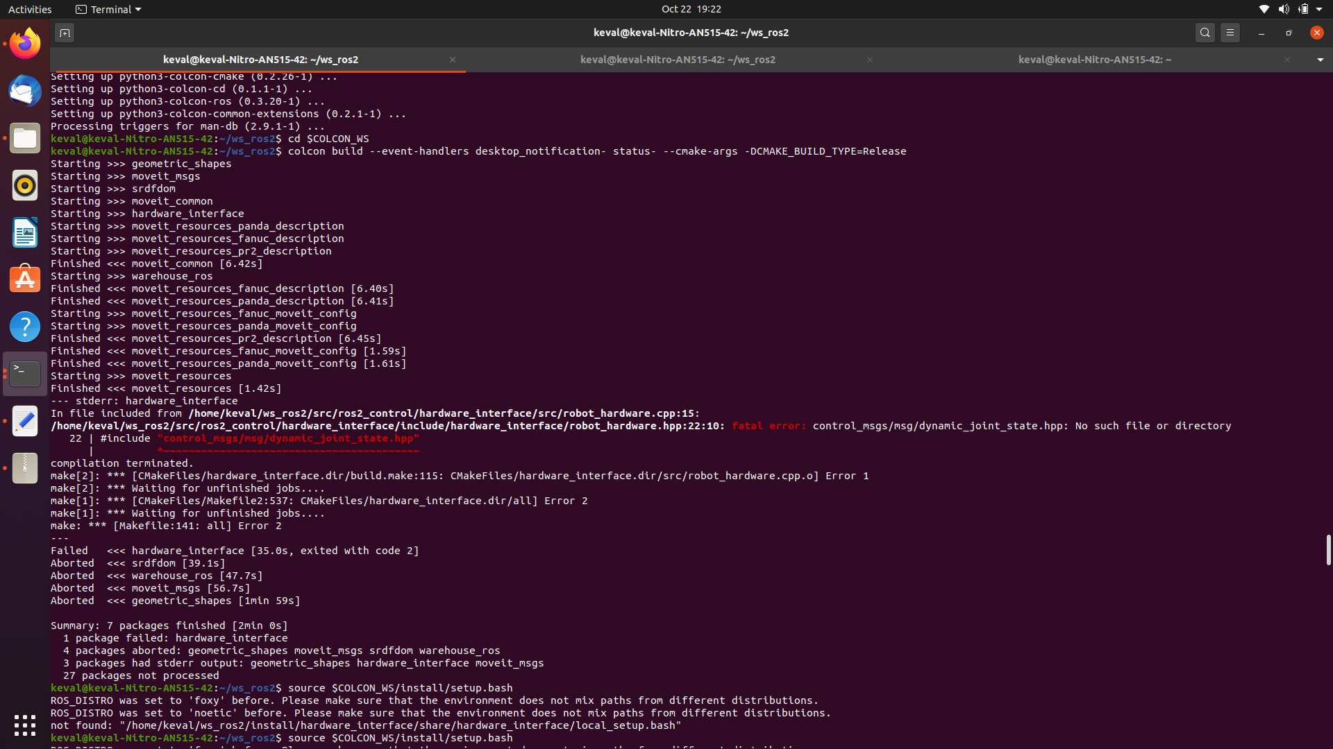 Error While Installing Moveit2 From Source For Linux · Issue 297 · Moveit Moveit2 · Github