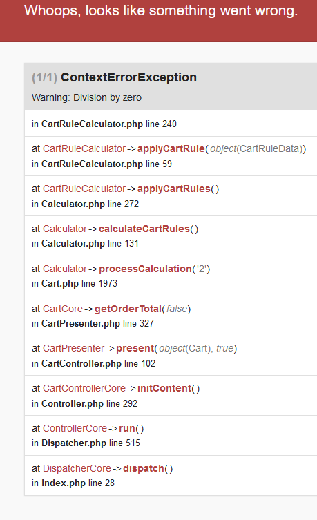 Exception error when multiple cart rules added · Issue #15041 · PrestaShop/PrestaShop · GitHub