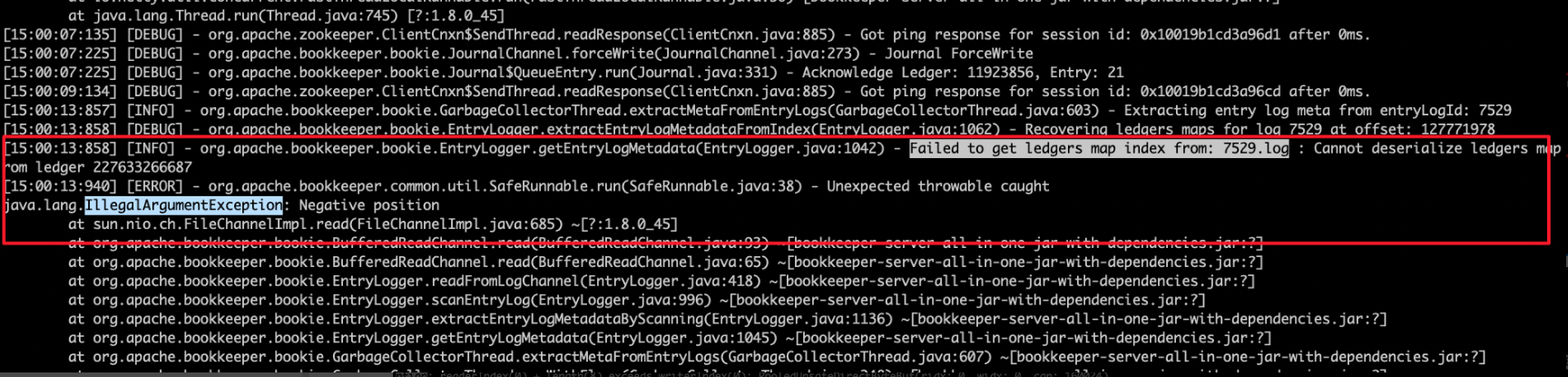 Error in parsing entrylog file causes GC failure · Issue #3607 · apache/bookkeeper · GitHub