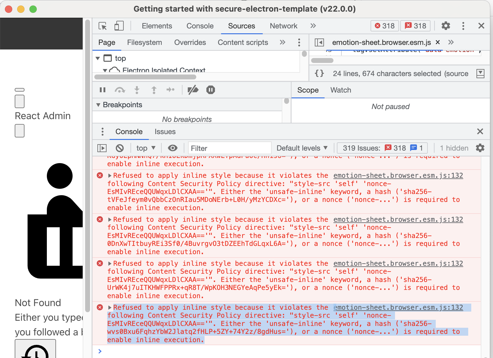Content Security Policy (CSP) Restrictions with Electron and Emotion in React-Admin · Issue ...