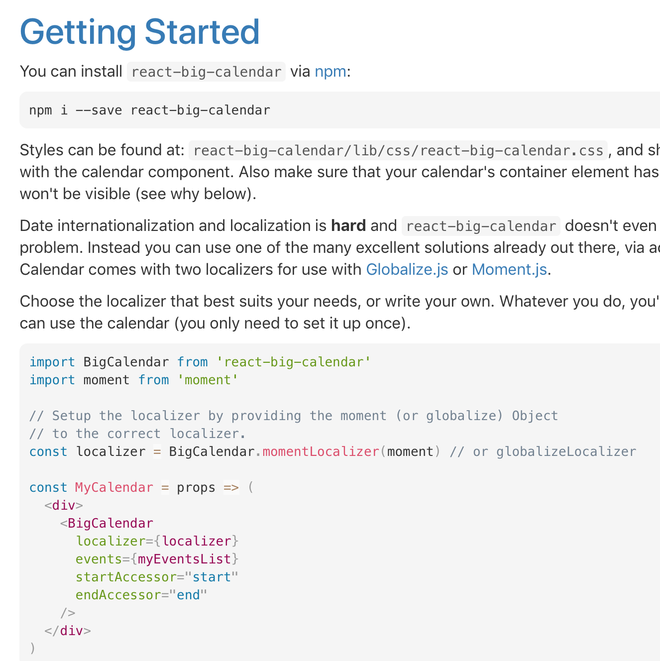 Website Is Showing Old Syntax · Issue 1414 · Jquense React Big Calendar · Github