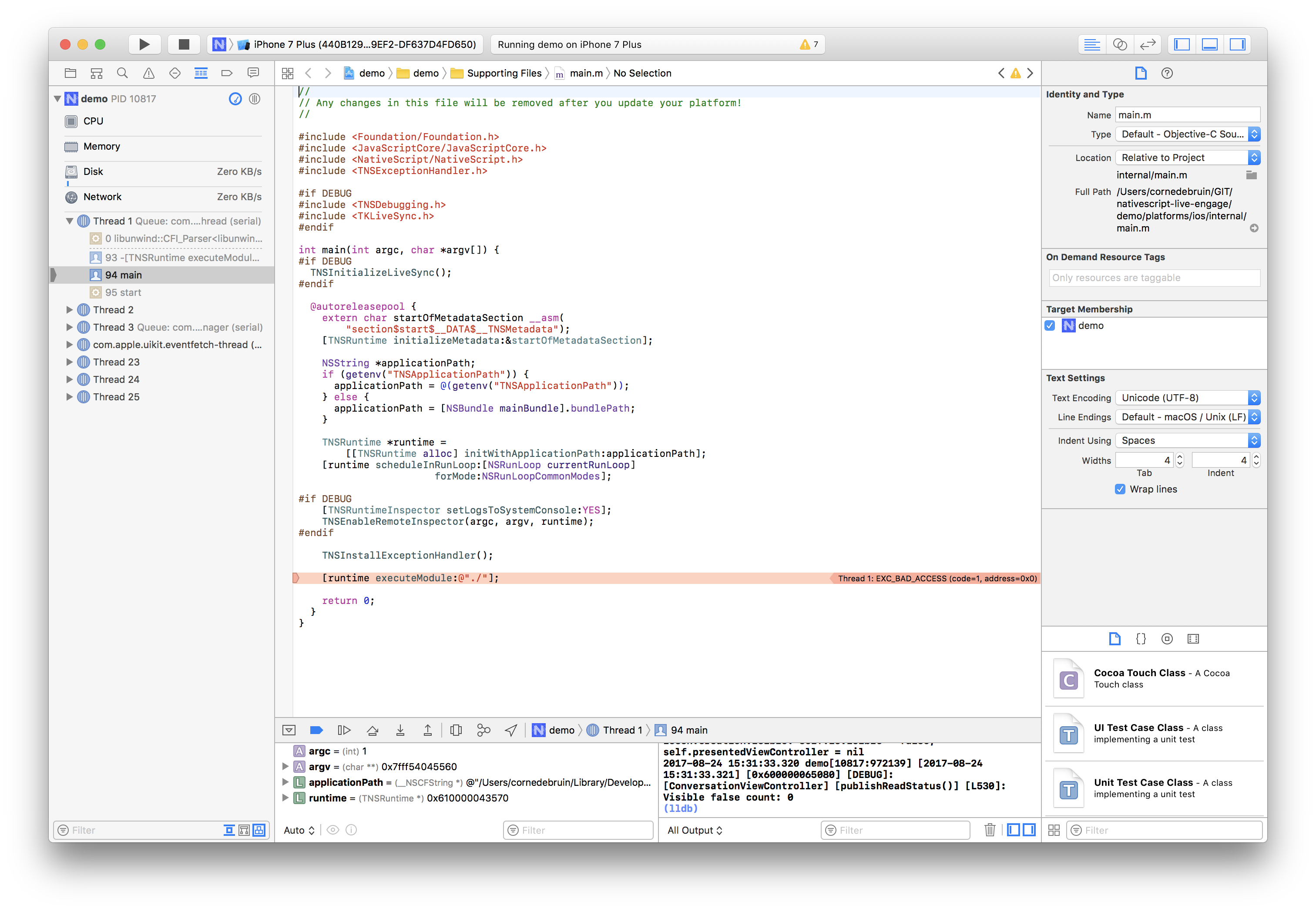 [iOS] Third party SDK in combination with NativeScript 3.1 and xcode 8.3 causing crash · Issue ...