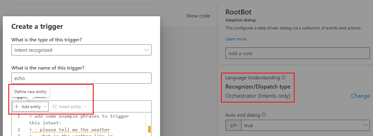 Add intent recognized for dialog with Orchestrator should not prompt for entities · Issue #8417 ...