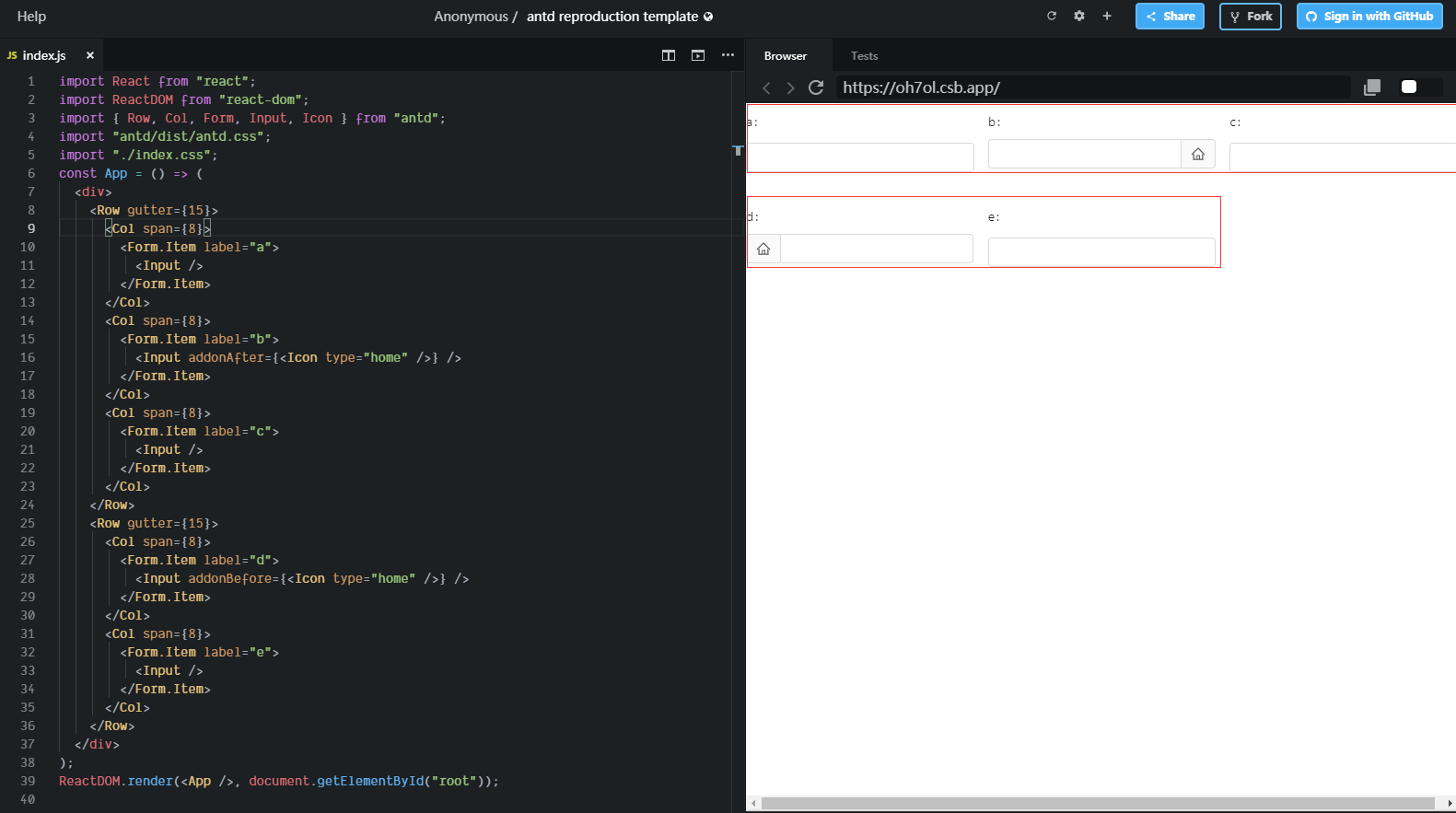 Form.Item使用Row,Col布局，Input addonbefore/after显示错位 · Issue #20616 · ant-design/ant-design · GitHub
