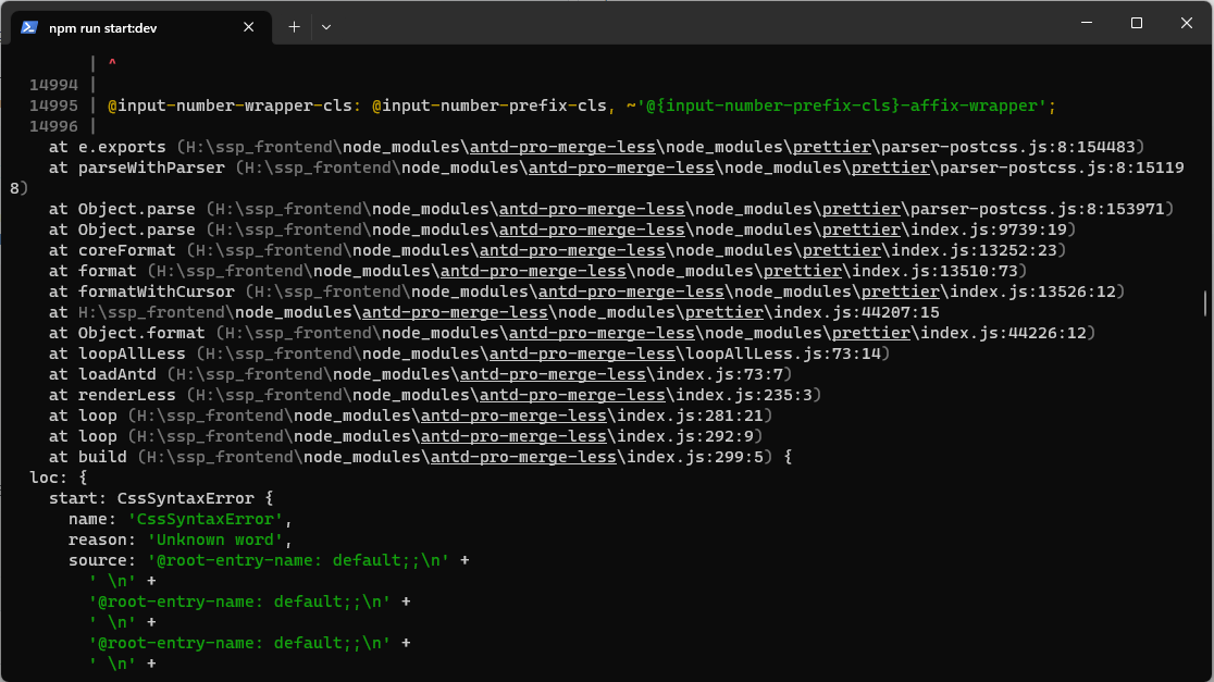 🐛[BUG] antd-pro-merge-less运行/打包时报错 · Issue #6984 · ant-design/pro-components · GitHub