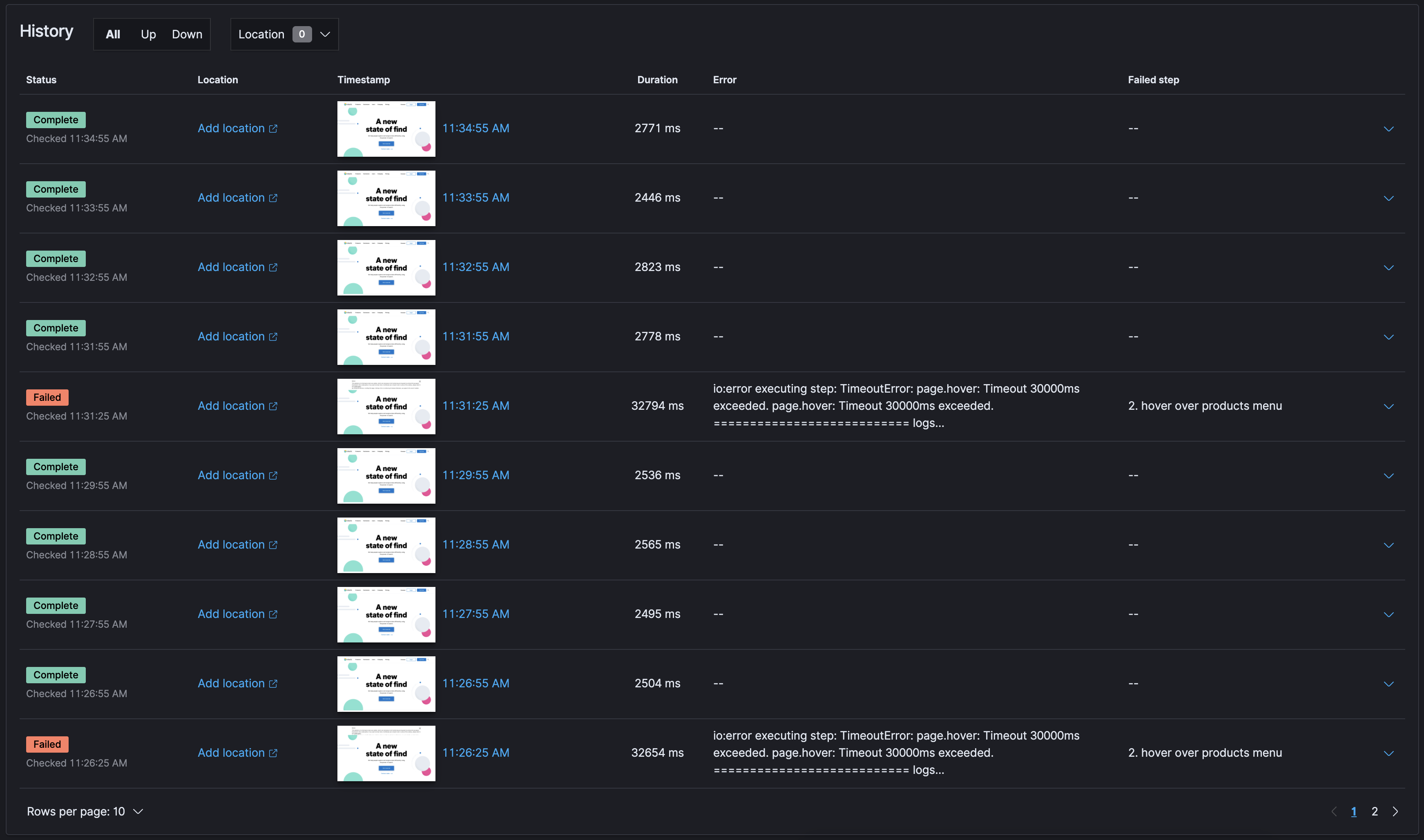 [Uptime] Synthetics details page not showing error summary in history · Issue #86577 · elastic ...