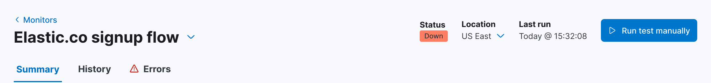 [Synthetics] Monitor summary page header · Issue #140485 · elastic/kibana · GitHub