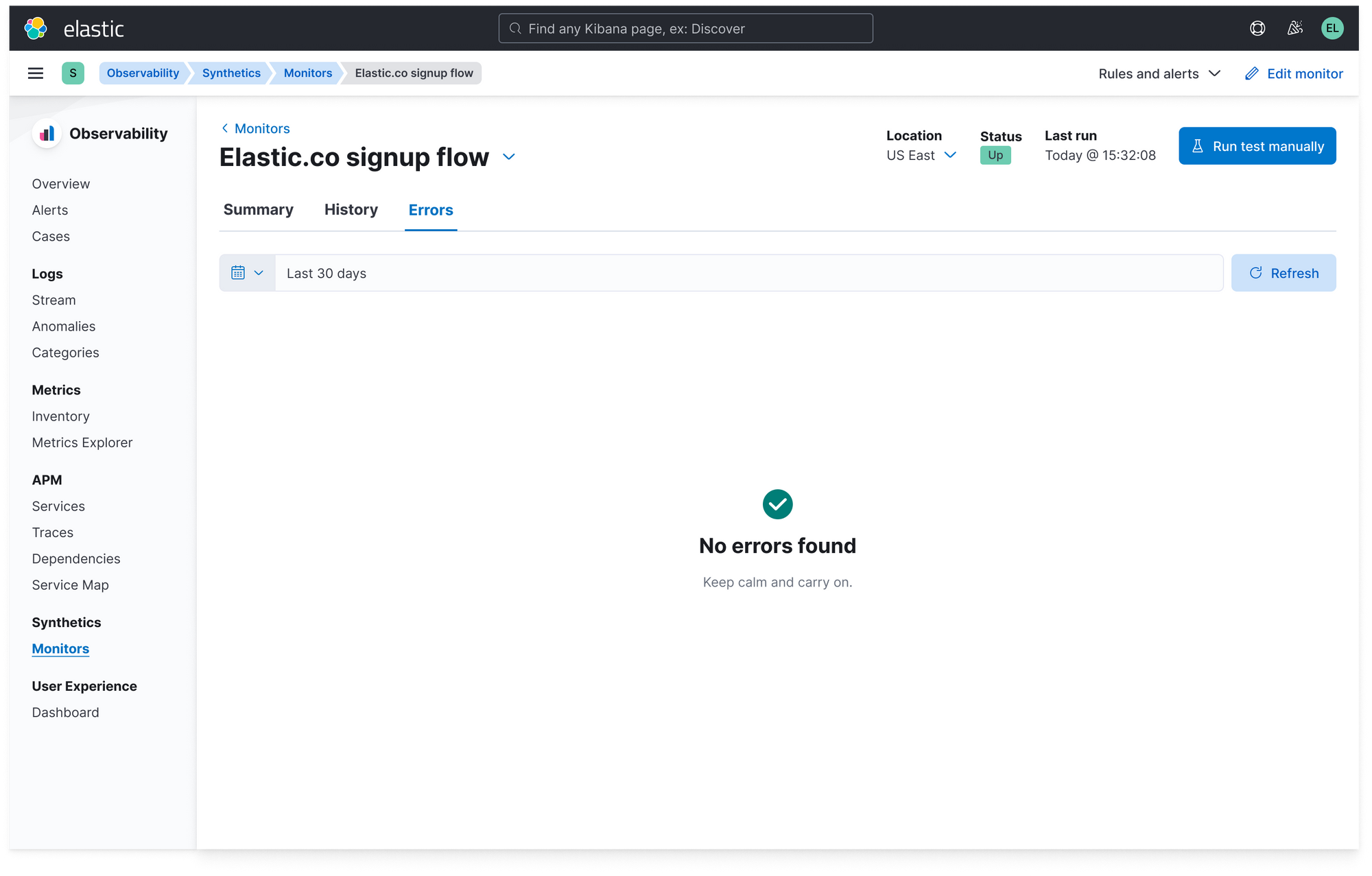 [Synthetics] Errors page no data state · Issue #145370 · elastic/kibana · GitHub