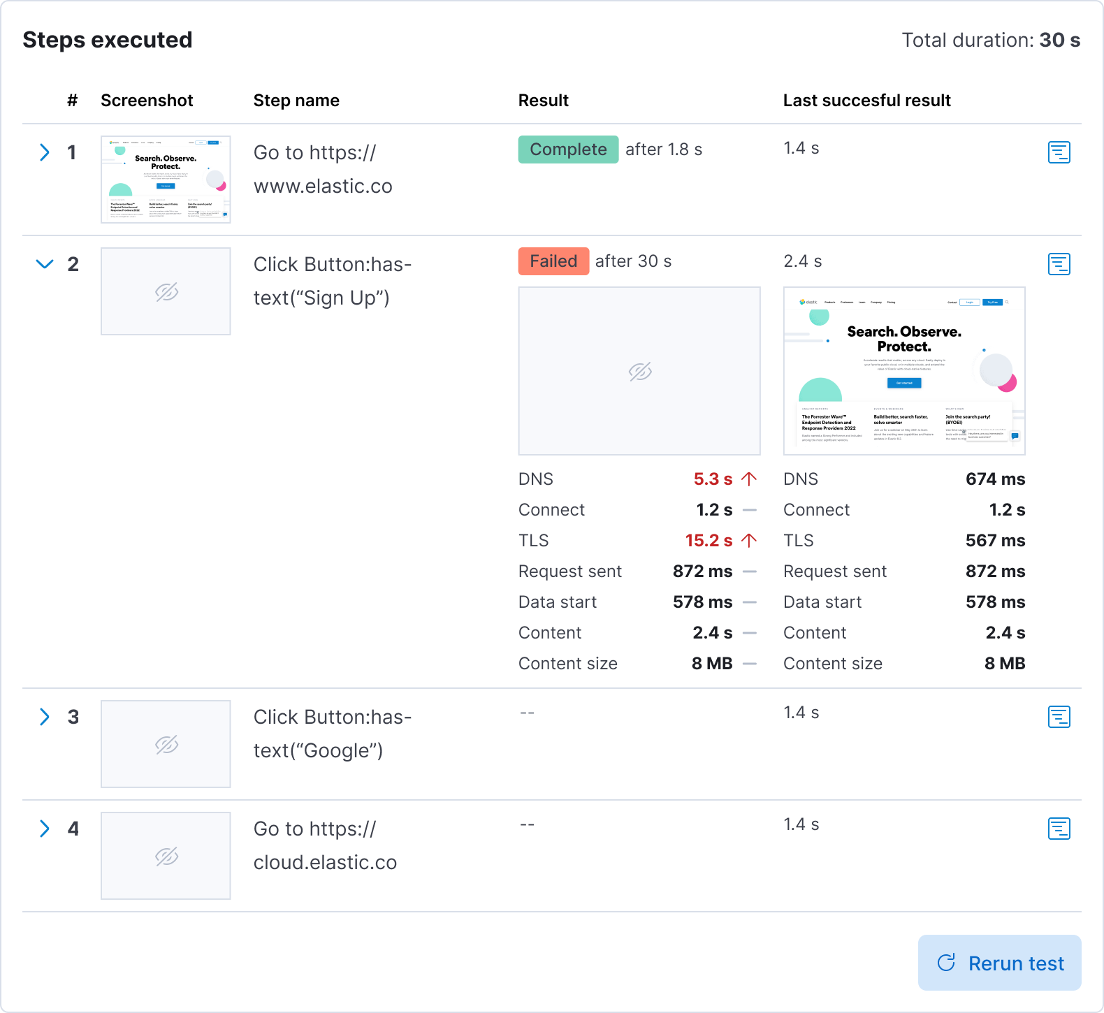 Synthetics Test Run Details Step Executed List · Issue 145380 · Elastickibana · Github