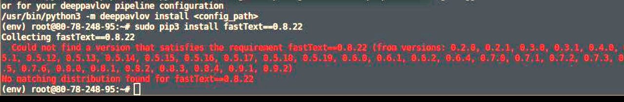 Paraphrase model requires fasttext of version that doesn't exist ...