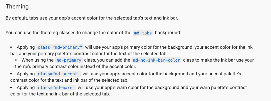 Tabs Tab Label Text And Inkbar Colors Not Aligned With Spec · Issue 7685 · Angularmaterial