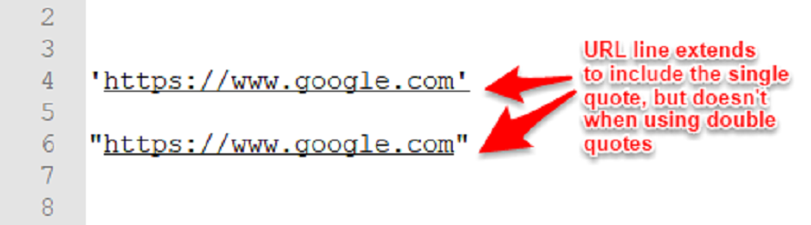 URL within SINGLE quotes includes closing quote as part of URL · Issue ...