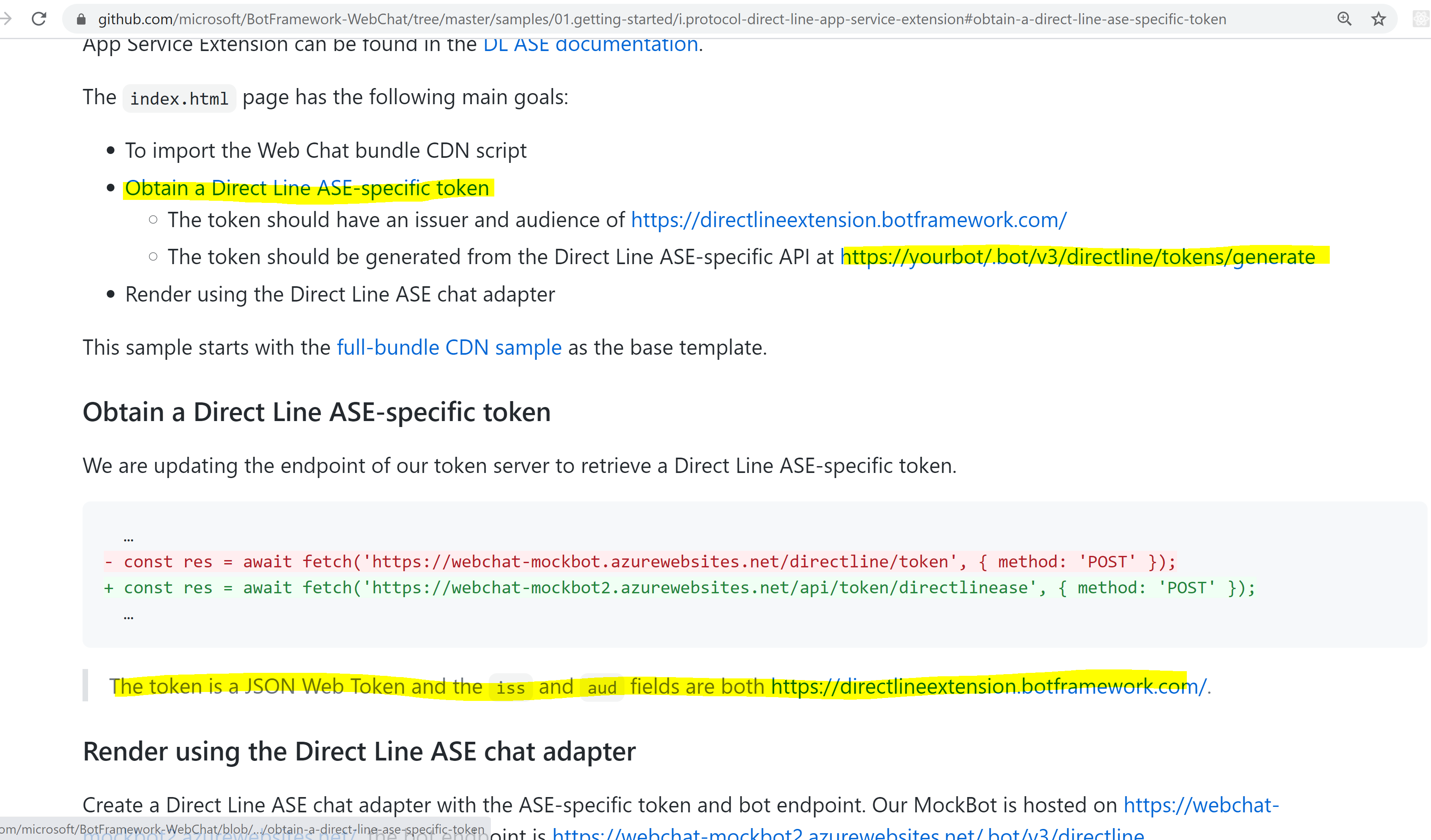 Protocol Direct Line App Service Extension Readme Seems To Be Incomplete With Broken Links
