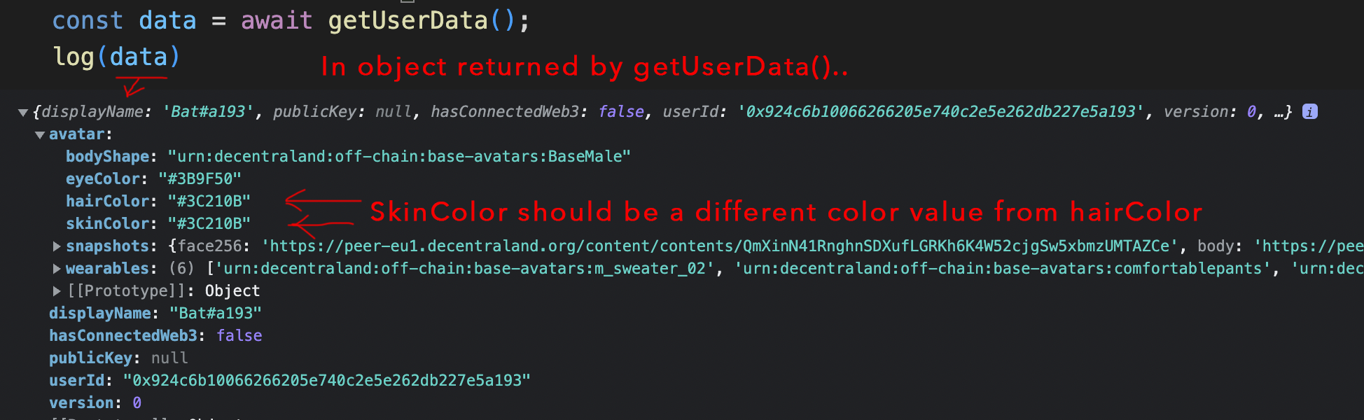 getUserData returns wrong skinColor · Issue #470 · decentraland/sdk · GitHub