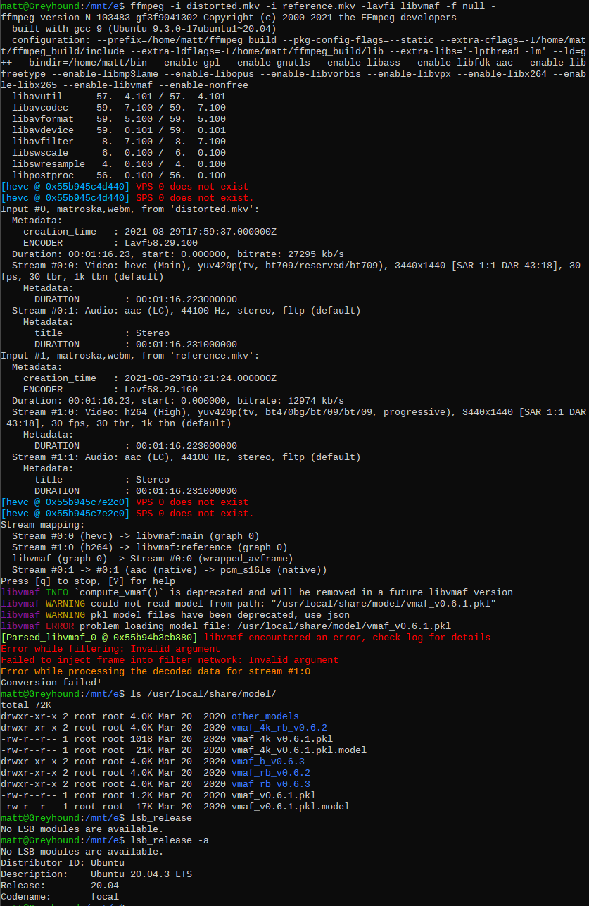 Error Problem Loading Model File Usr Local Share Model Vmaf V0 6 1 Pkl · Issue 901 · Netflix