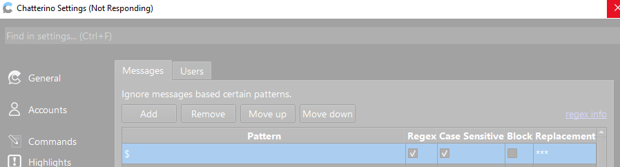 in ignore regex causes Chatterino to stop responding · Issue #2617 ...