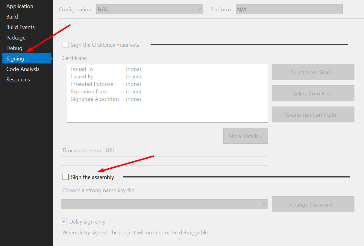 Support public signing in new property pages · Issue #6990 · dotnet/project-system · GitHub