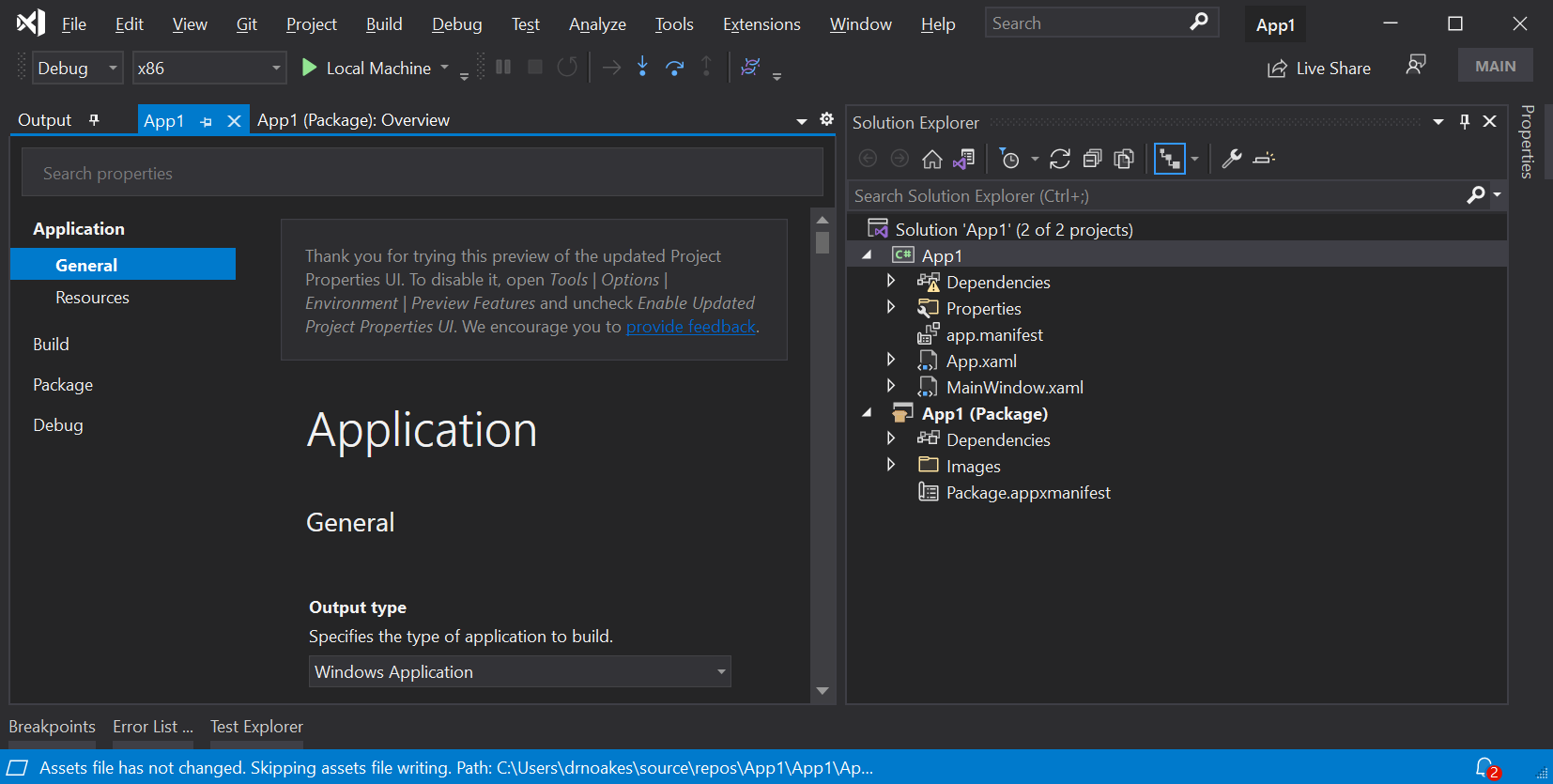 Error while loading project properties - WinUI 3 preview 3 - Packaged Desktop App · Issue #6928 ...