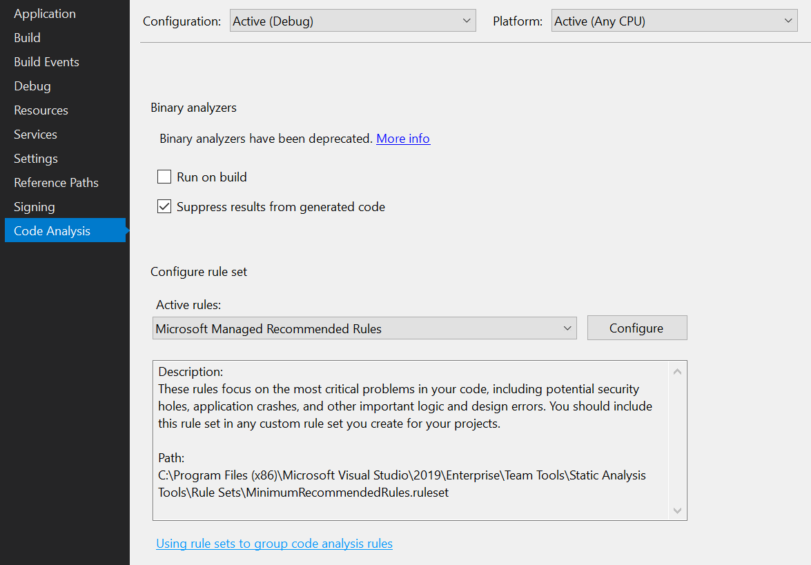 Migrate the Code Analysis page to the new Project Properties UI · Issue ...