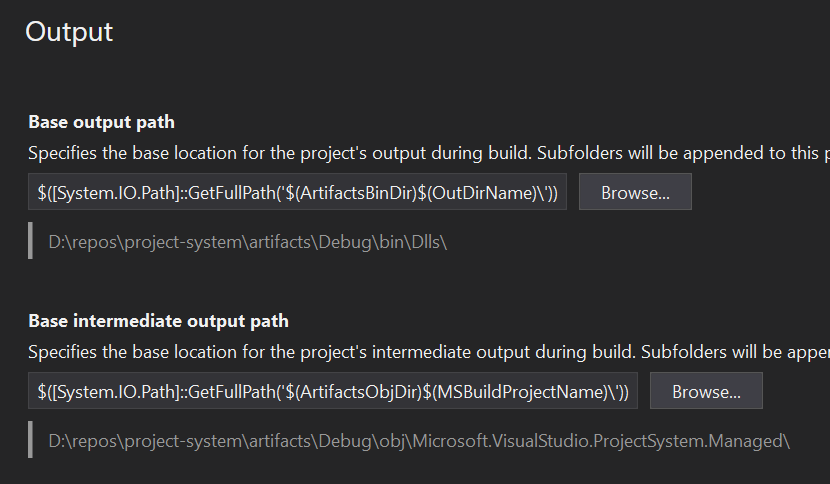 New Sdk Causes Output Path Properties To Show Absolute Paths · Issue 7252 · Dotnet Project