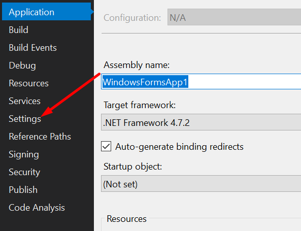 The Settings For A Winforms App Cannot Be Created Or Edited From The New Project Ui · Issue