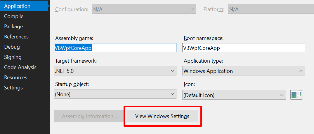 Re-create VB WPF Application property page · Issue #7379 · dotnet/project-system · GitHub