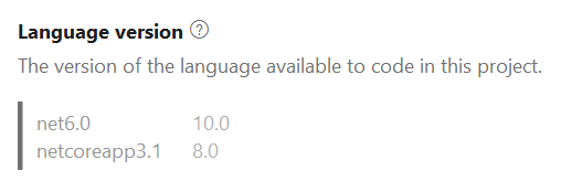 Show Automatically Selected Language Version In Advanced Settings · Issue 5334 · Dotnetproject
