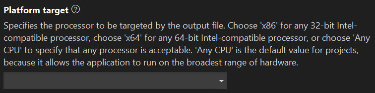Platform target should show AnyCPU instead of a blank value · Issue #7521 · dotnet/project ...