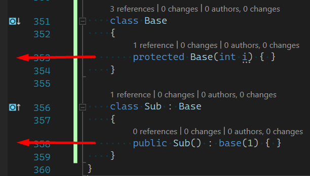 Inheritance margin should follow constructor chains · Issue #59697 · dotnet/roslyn · GitHub