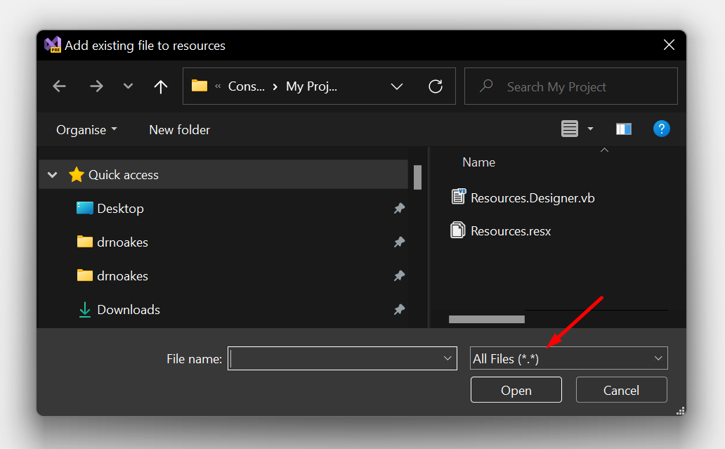 "Add existing resource file" dialog doesn't display filters for SDK-style projects · Issue #8038 ...