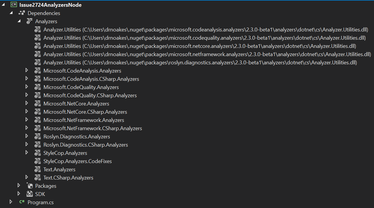 Issue With Analyzers Node · Issue 2724 · Dotnet Project System · Github
